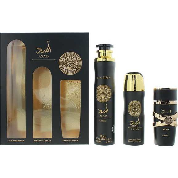 Lattafa Asad Eau de Parfum 100ml + Body Spray 200ml + Air Freshener ...