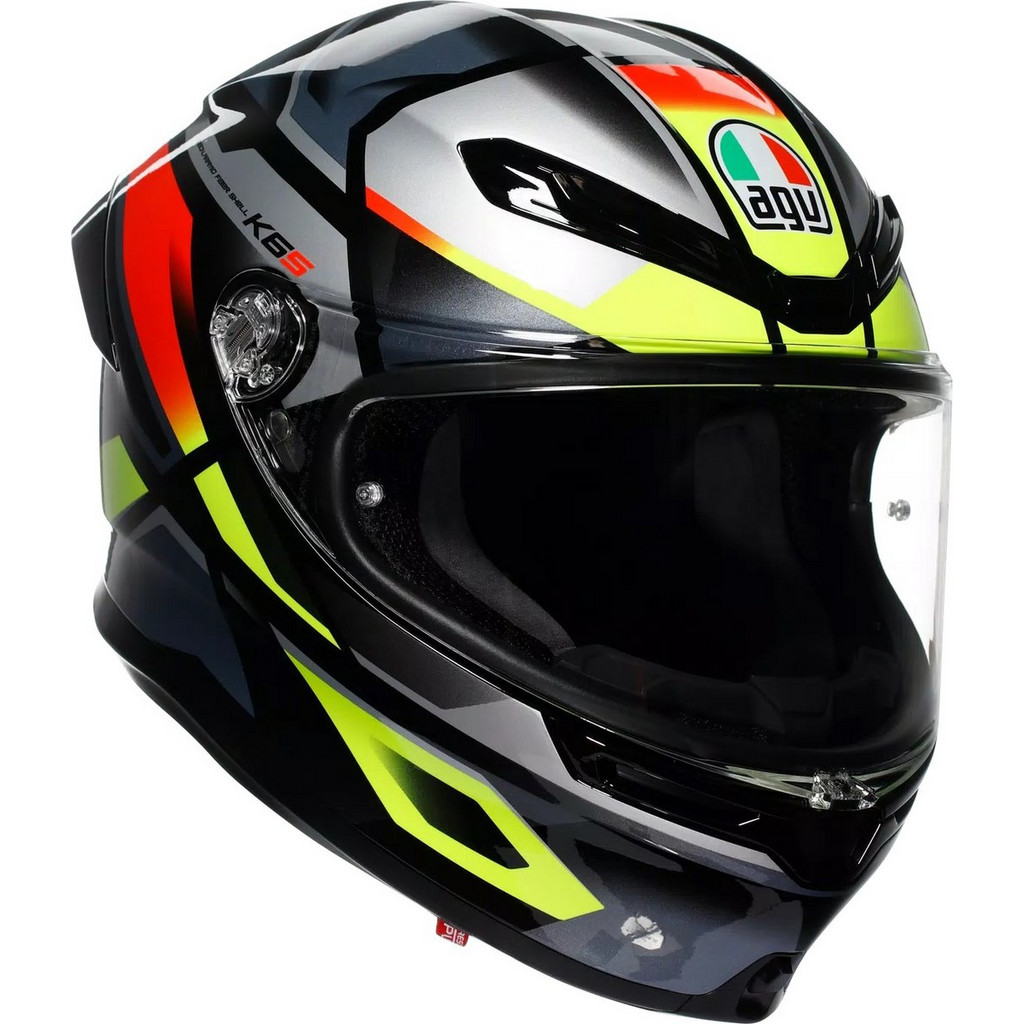 AGV K6 S Erazer Black Red Yellow Fluo Κράνος Μηχανής Full Face 1225gr | BestPrice.gr