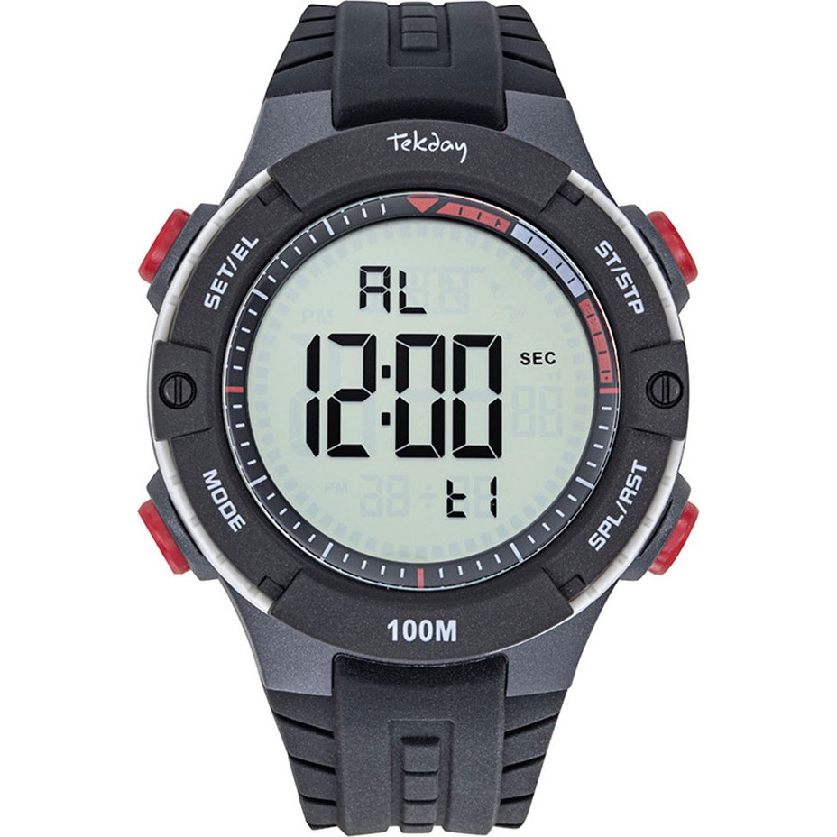 Tekday Ψηφιακό Ανδρικό Ρολόι Χρονογράφος με Μαύρο Καουτσούκ Λουράκι ...