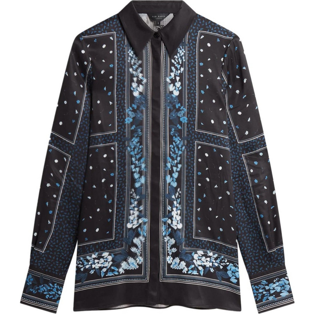 Ted Baker Nohva Μακρυμάνικο Γυναικείο Πουκάμισο Μεταξωτό Μαύρο 281439 | BestPrice.gr