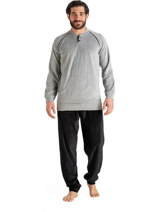 Rachel Χειμωνιάτικες Ανδρικές Πιτζάμες Βελουτέ με Κουμπιά Καφέ 13587 ...