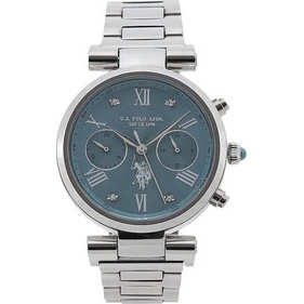 U.S. Polo Assn. Γυναικείο Ρολόι Χρονογράφος με Ροζ Χρυσό Μεταλλικό ...