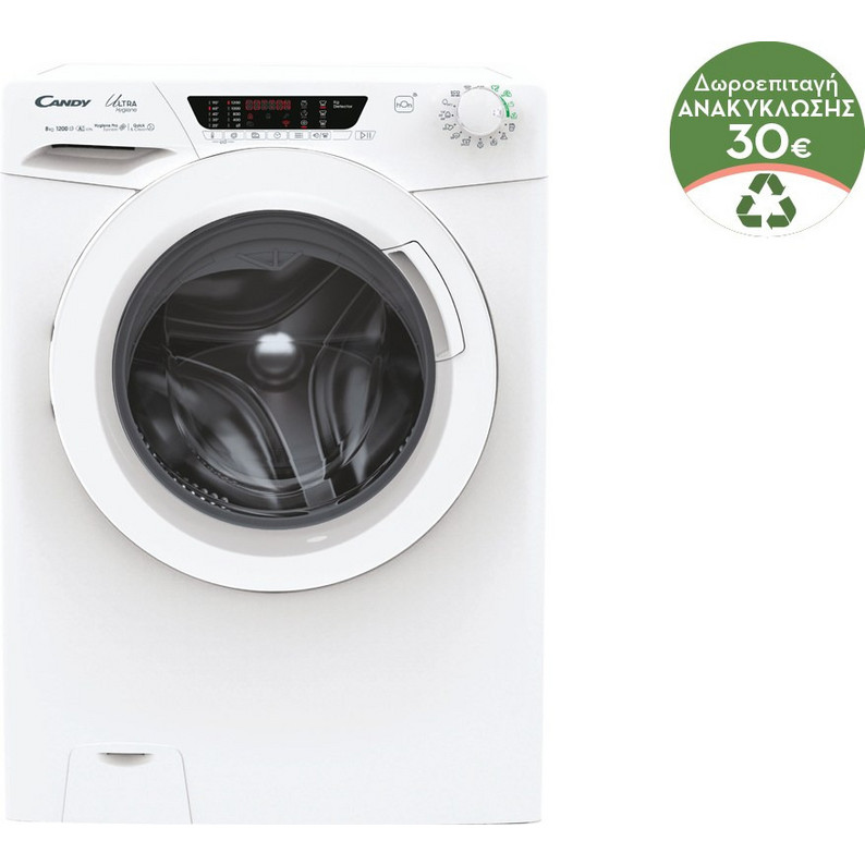 Candy HE 1284TWM6/1-S Πλυντήριο Ρούχων 8kg 1200 Στροφών | BestPrice.gr