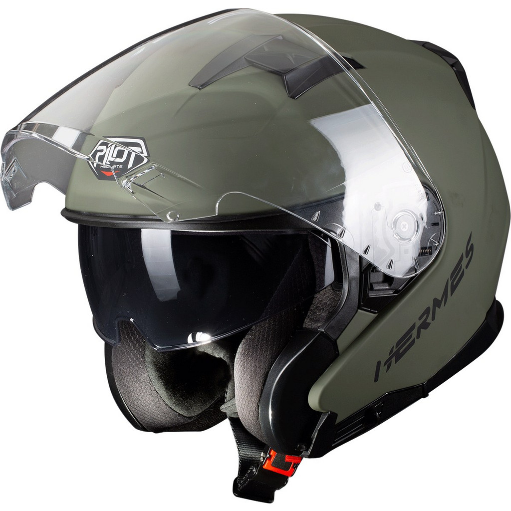 Pilot Hermes SV Matt Military Green Κράνος Μηχανής Jet 1400gr | BestPrice.gr