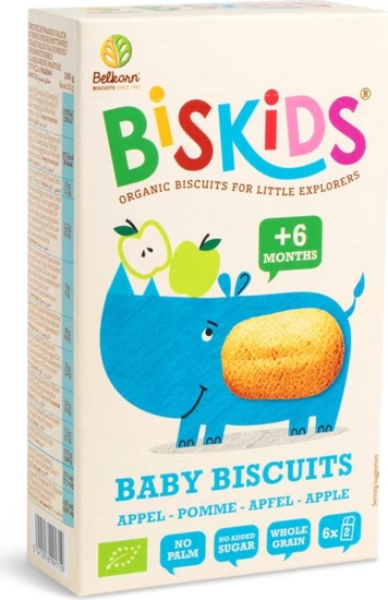 Belkorn Biskids Βιολογικά Μπισκότα Ολικής Άλεσης με Χυμό Μήλου 6m ...