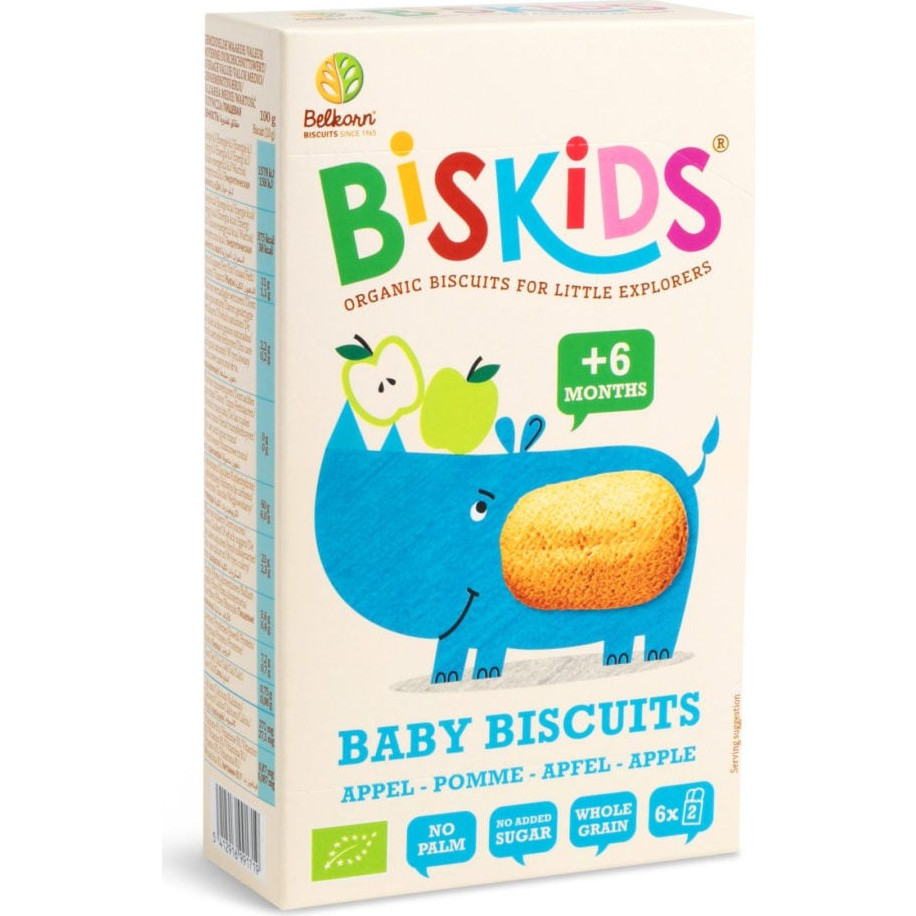 Belkorn Biskids Βιολογικά Μπισκότα Ολικής Άλεσης με Χυμό Μήλου 6m ...