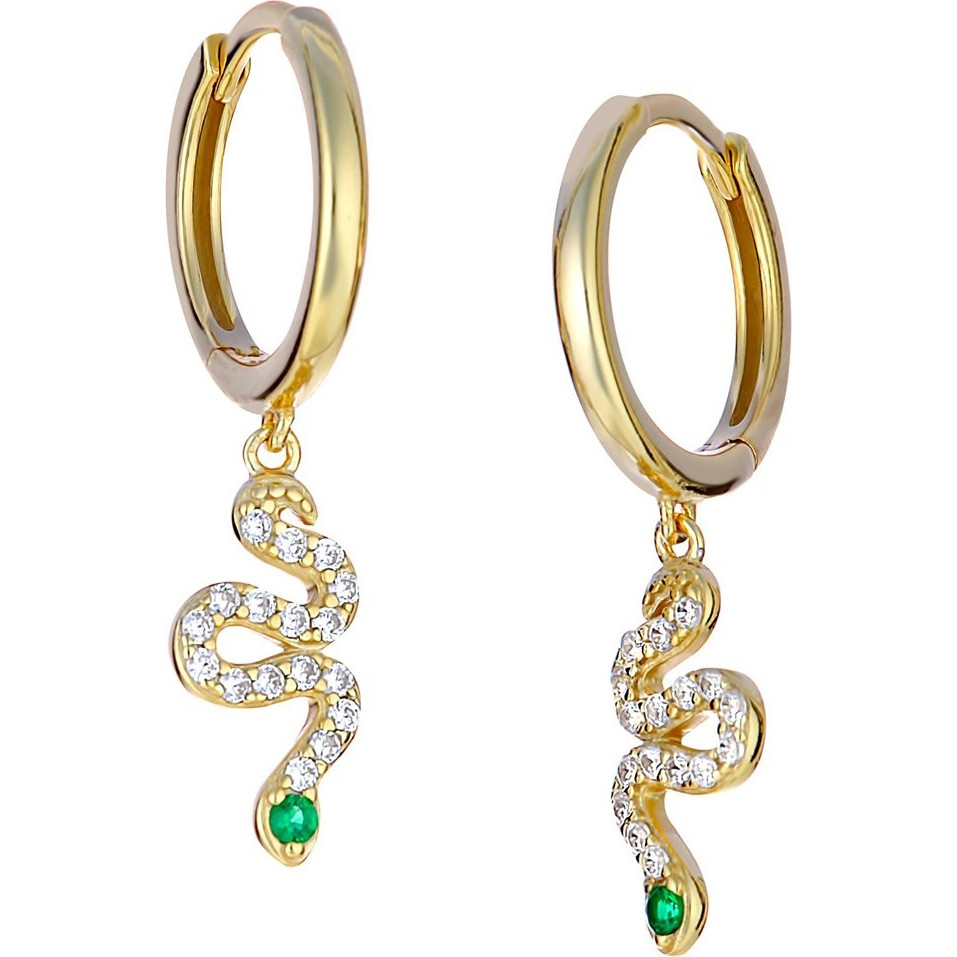 Prince Silvero Γυναικεία Σκουλαρίκια Κρεμαστά από Ασήμι 925 Χρυσά με Ζιργκόν 1TA-SC106-3E ...