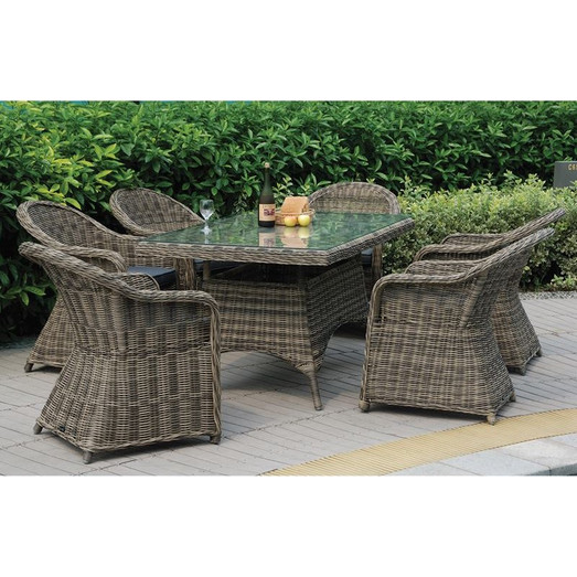 Woodwell Montana Σετ Τραπεζαρία Κήπου Rattan 7τμχ Καφέ Ε655,2S ...