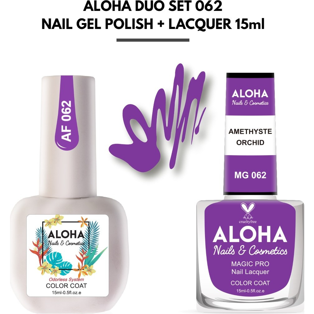 Aloha Duo Gloss Set MG 062 + AF 062 Σετ Ημιμόνιμο Βερνίκι Νυχιών 15ml | BestPrice.gr