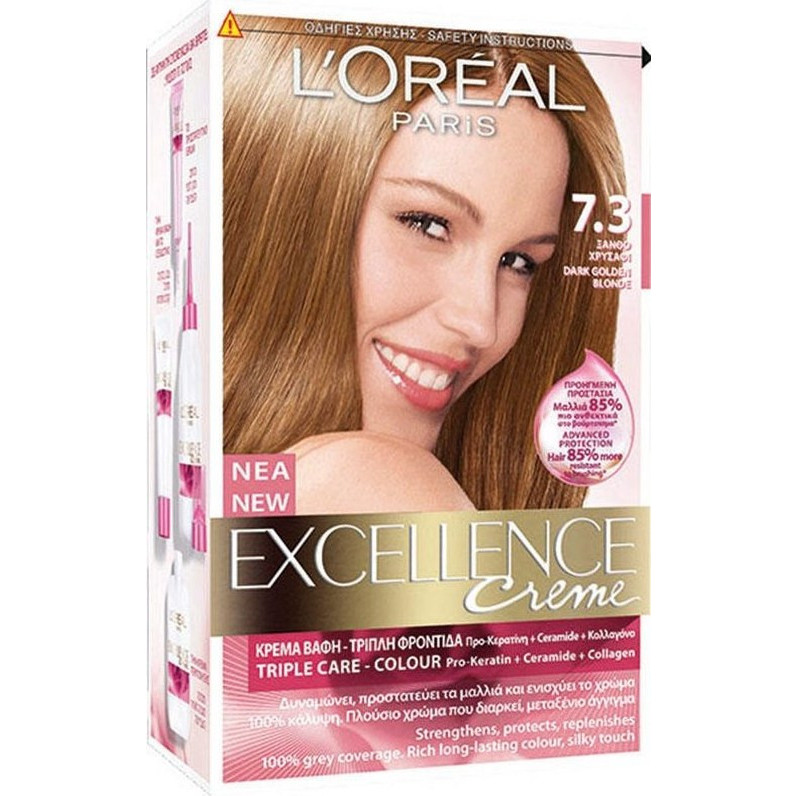 L'Oreal Paris Excellence Creme 7.3 Ξανθό Χρυσαφί Μόνιμη Βαφή Μαλλιών ...