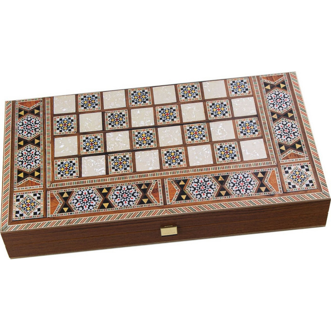 Manopoulos Συριακό Σκάκι - Τάβλι Ξύλινο με Πιόνια & Πούλια 24x24cm ...