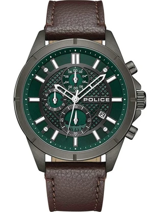 Police Rangy Ανδρικό Ρολόι Χρονογράφος με Καφέ Δερμάτινο Λουράκι ...