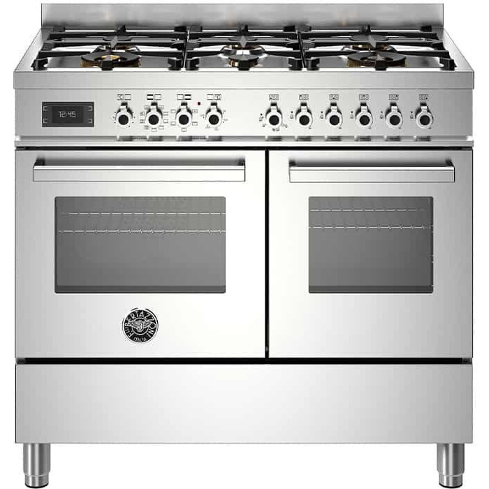 Bertazzoni Italia PRO106L2EXT Κουζίνα Ηλεκτρική με Εστίες Αερίου 99.5cm ...