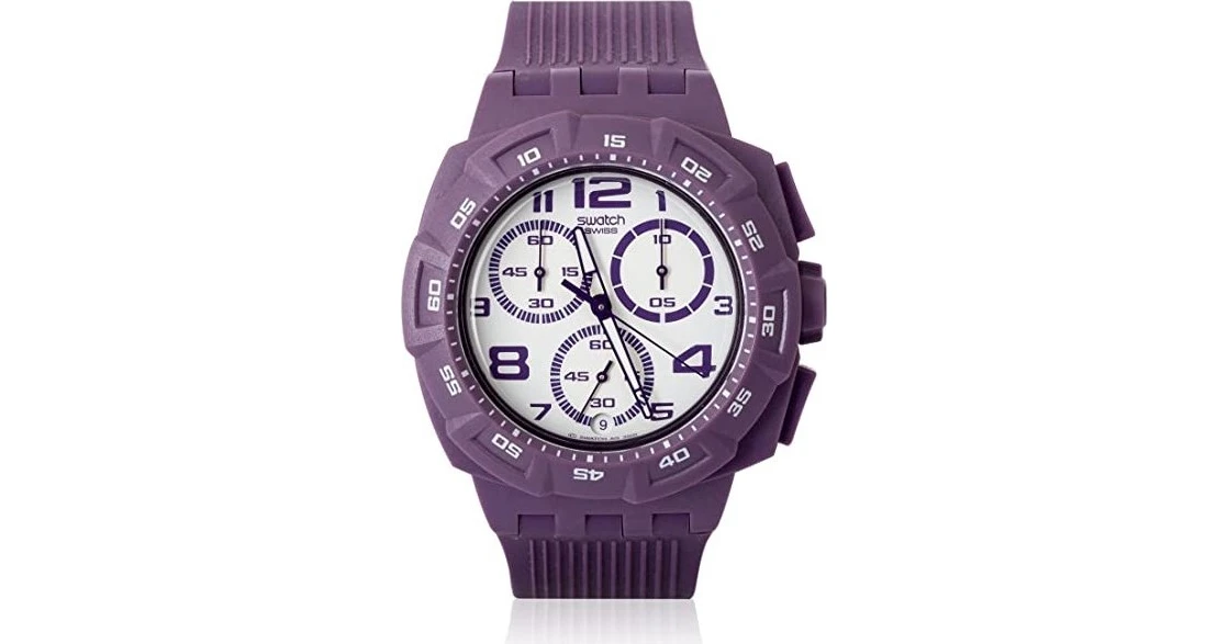 Swatch Purple Funk Γυναικείο Ρολόι Χρονογράφος με Μωβ Καουτσούκ Λουράκι ...