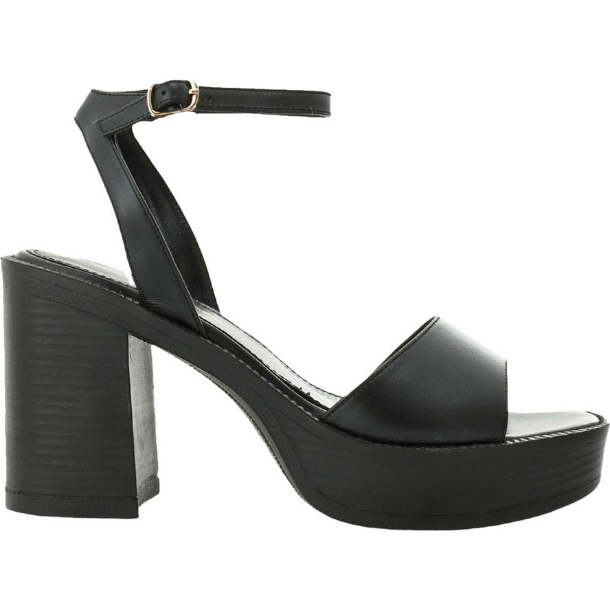 Tsakiris Mallas Γυναικεία Πέδιλα Δερμάτινα Μαύρα με Χοντρό Ψηλό Τακούνι S41008445002 | BestPrice.gr