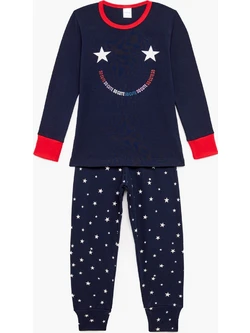 Pretty Baby Dino Ice Παιδική Πιτζάμα Βαμβακερή Χειμωνιάτικη Navy Μπλε ...