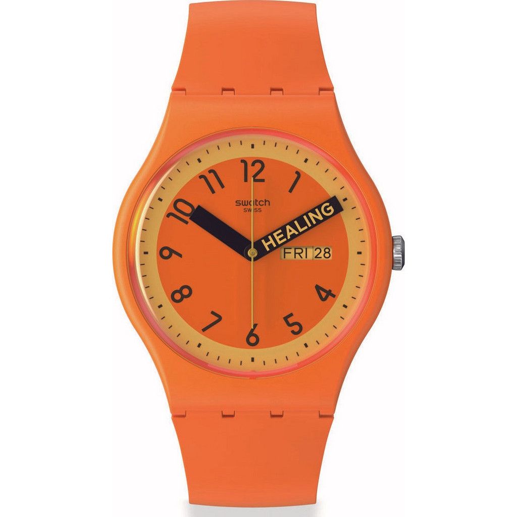 Swatch Γυναικείο Ρολόι με Πορτοκαλί Καουτσούκ Λουράκι SO29O700 ...