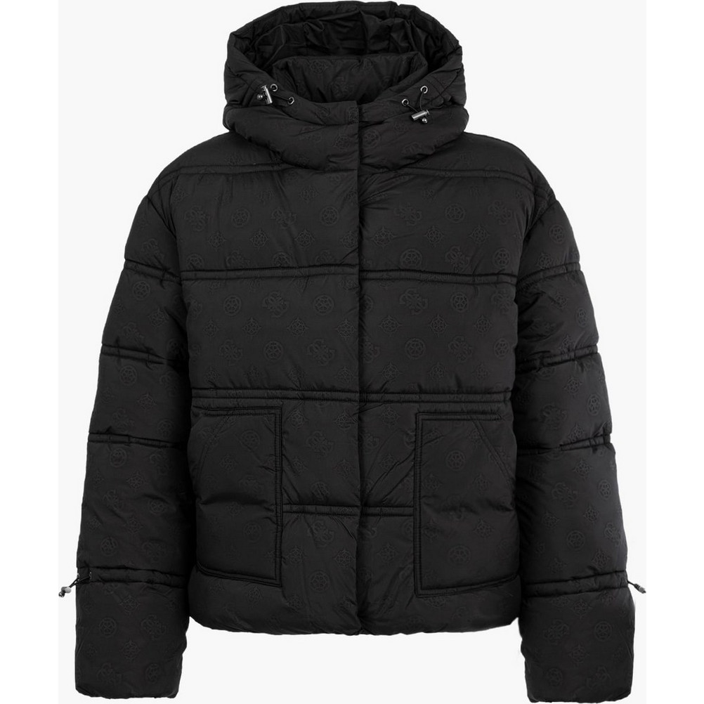Guess Daisy Γυναικείο Μπουφάν Χειμωνιάτικο Puffer Μακρύ Μαύρο ...