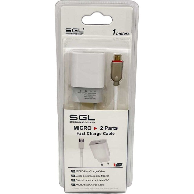SGL Φορτιστής με Καλώδιο Micro USB με 2 Θύρες USB-A FA13-S2 White ...