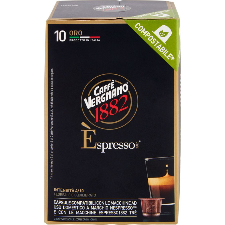 Caffe Vergnano Κάψουλες Espresso Oro Συμβατές με Μηχανή Nespresso 10τμχ ...