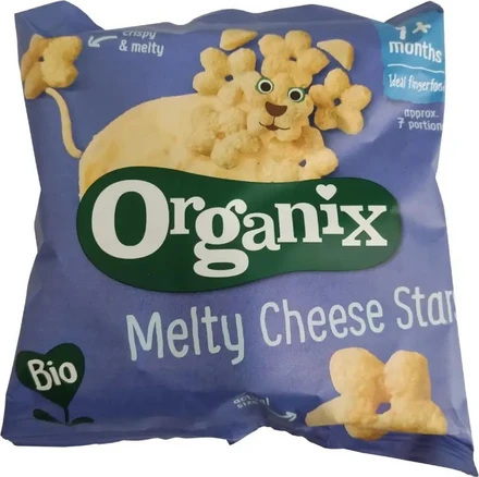 Organix Bio Melty Cheese Stars Βιολογικό Σνακ Καλαμποκιού με Τυρί 7m ...
