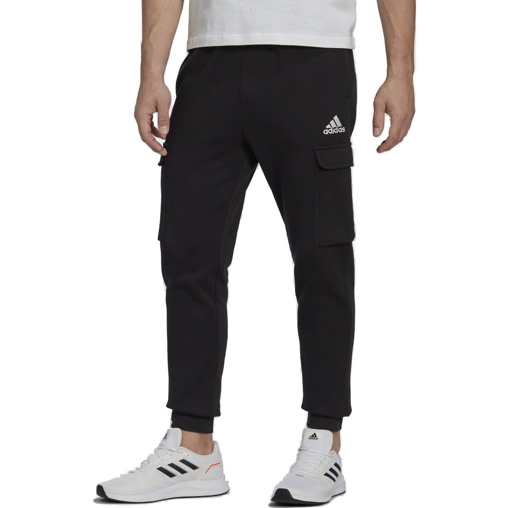 Adidas Essentials Regular Tapered Cargo Ανδρικό Παντελόνι Φόρμας Fleece με Λάστιχο Μαύρο HL2226 ...