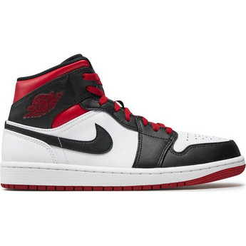 Jordan Air 1 Mid Ανδρικά Sneakers Μποτάκια Μαύρα Λευκά Κόκκινα DQ8426 ...