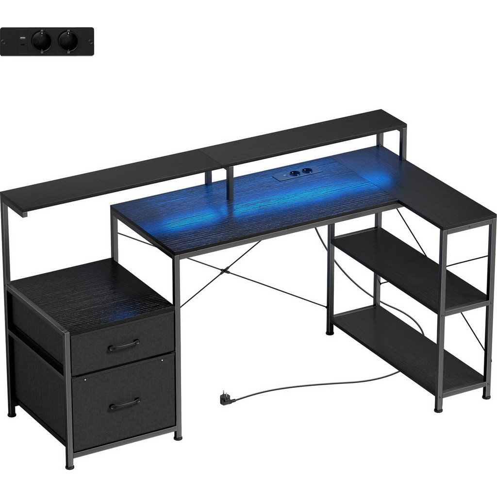 Γραφείο Ξύλινο με Βιβλιοθήκη 165x80x91.5cm 836-677V90BK | BestPrice.gr