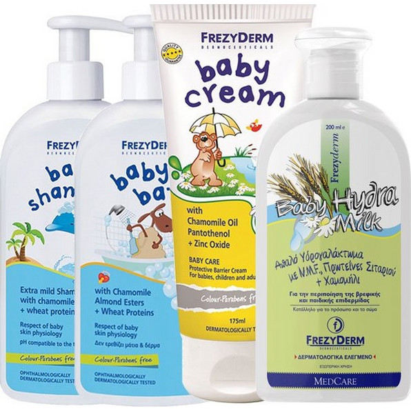 Frezyderm Baby Cream 175ml + Hydra Milk 200ml + Bath 300ml + Shampoo ...