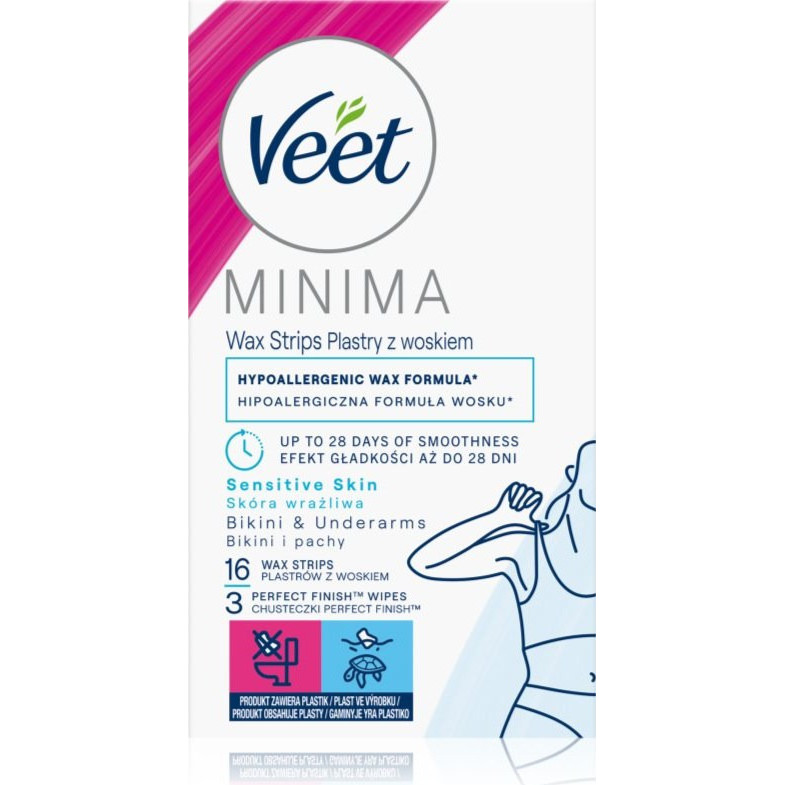 Veet Minima Hypoallergenic Ταινίες Αποτρίχωσης για Μπικίνι για Ευαίσθητες Επιδερμίδες 16τμχ ...