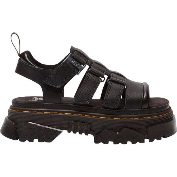 Dr. Martens Mattison 3 Γυναικεία Πέδιλα Δερμάτινα Μαύρα με Χοντρό ...