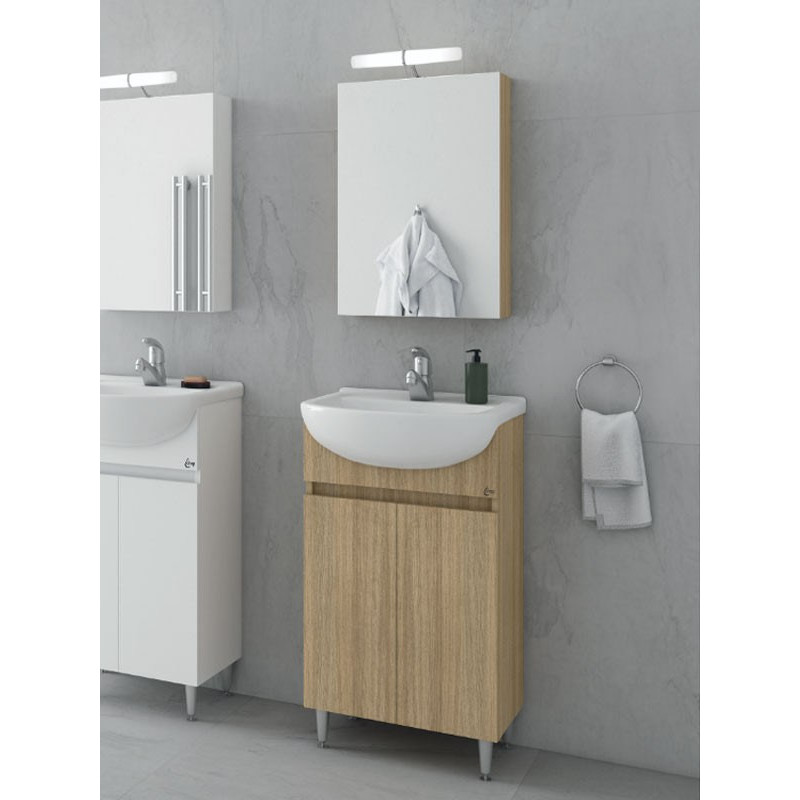 Drop Σετ Έπιπλο Mπάνιου με Νιπτήρα & Καθρέπτη Alfa 50 Slavonia Oak ...