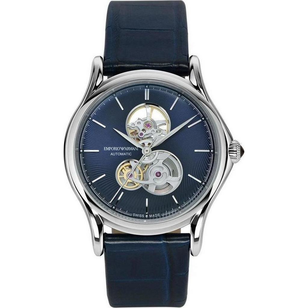Emporio Armani Ανδρικό Ρολόι Αυτόματο με Μπλε Δερμάτινο Λουράκι ARS3400 ...