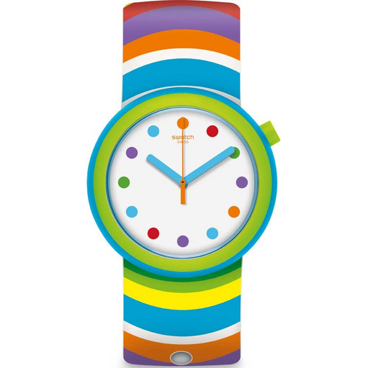 Swatch Popadelic Γυναικείο Ρολόι με Πολύχρωμο Καουτσούκ Λουράκι PNL100 ...