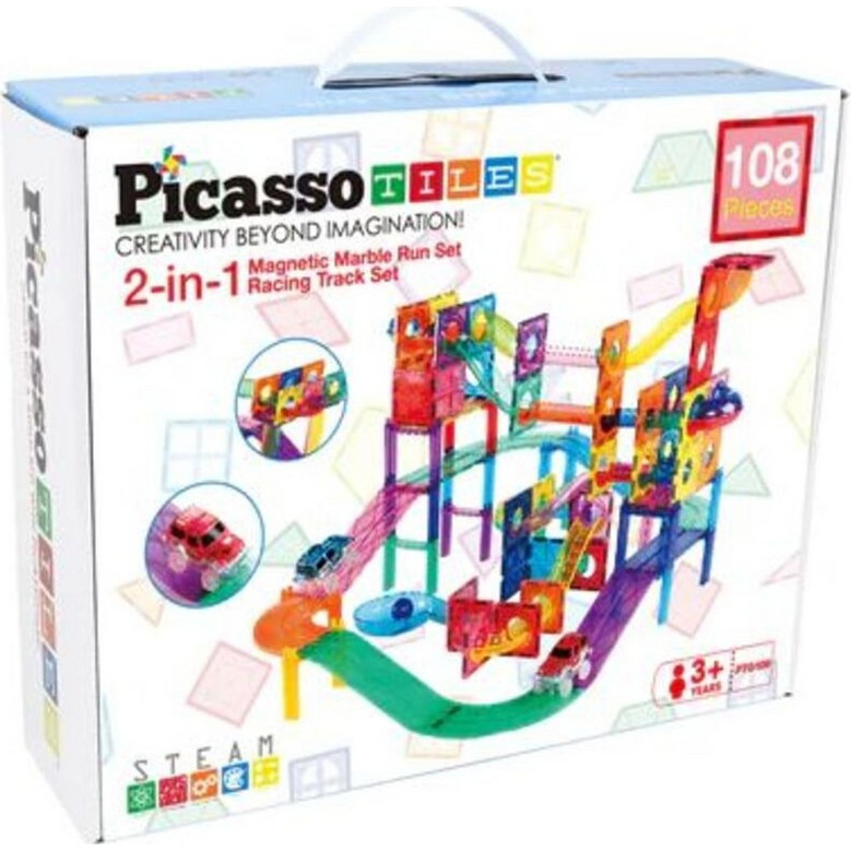 PicassoTiles Marble Run Racing Track Set 2 in 1 108τμχ | BestPrice.gr