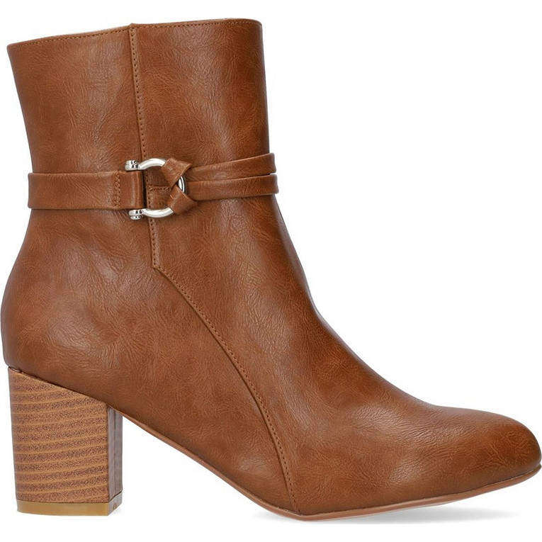 Andres Machado Γυναικεία Μποτάκια Αστραγάλου Δερμάτινα Ταμπά με Χοντρό ...