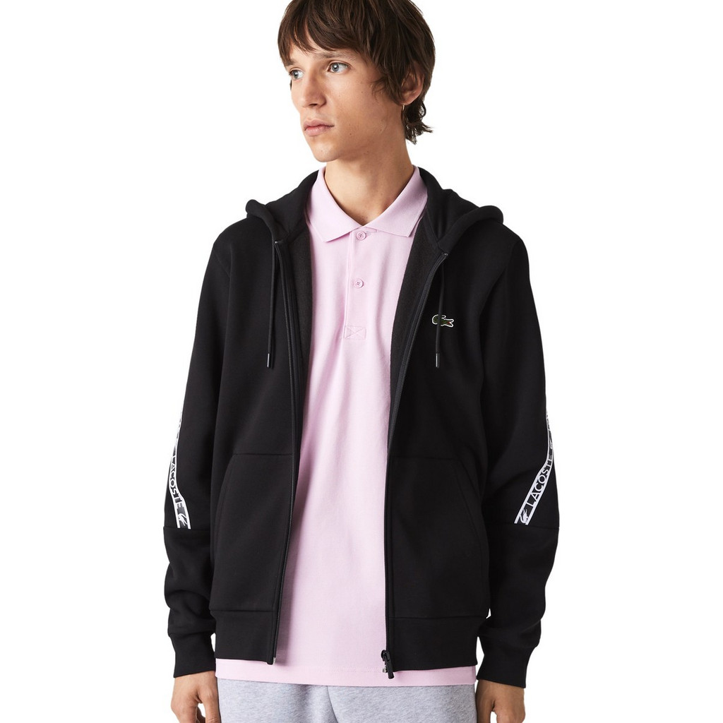 Lacoste Ανδρική Ζακέτα Φούτερ με Κουκούλα και Φερμουάρ Μαύρη SH9885-031 ...
