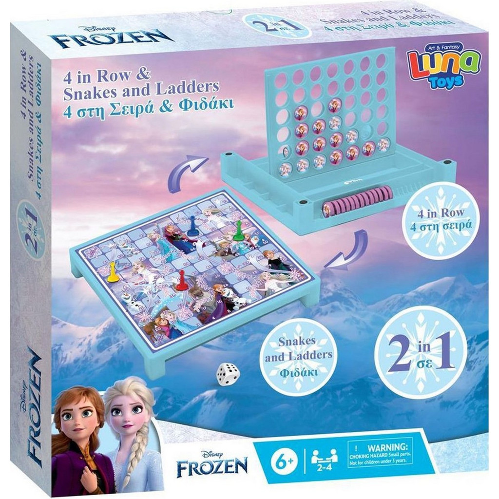 Luna Disney Frozen 4 in Row & Snakes & Ladders Επιτραπέζιο Παιχνίδι για ...