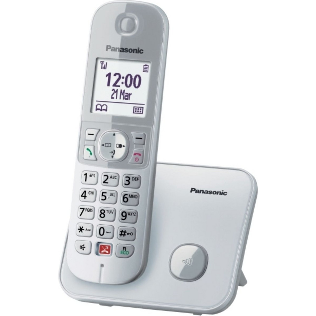 Panasonic KX-TG6851 Ασύρματο Τηλέφωνο με Ανοιχτή Ακρόαση Ασημί ...