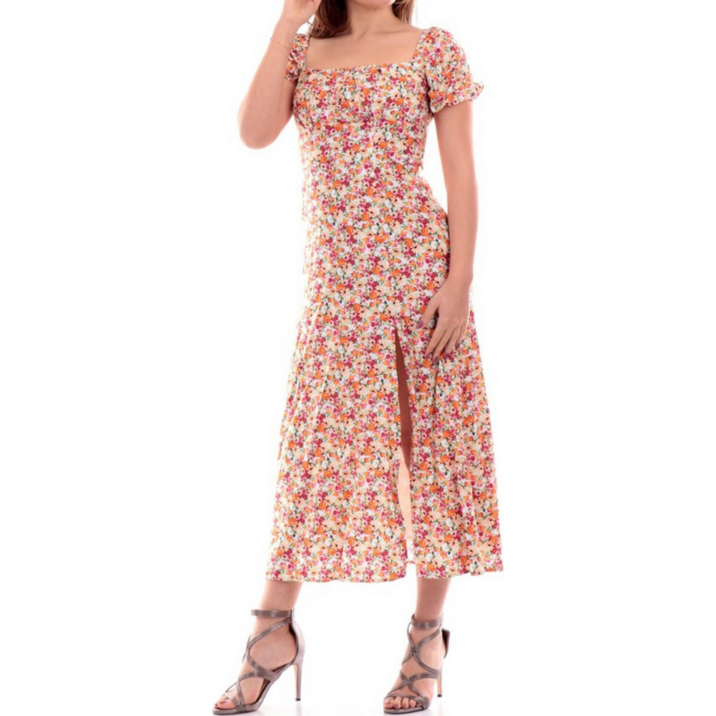 Guess Midi Καλοκαιρινό Βραδινό Φόρεμα Floral Πολύχρωμο W4GK44WG562-P54Z ...