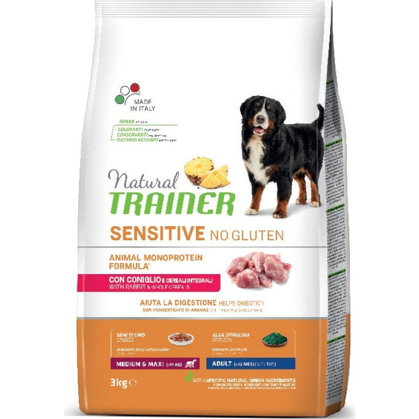 Natural Trainer Sensitive Medium & Maxi Adult Gluten Free with Rabbit ...