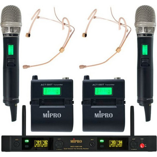 MIPRO ACT-5800 MU-506HS/MU-59 Quad Σετ 4 Ασύρματα Χειλόφωνα Πέτου XLR ...