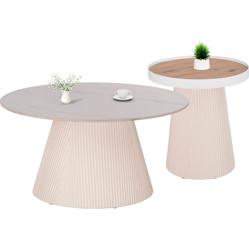 HomeMarkt Duncan Τραπεζάκια Ζιγκόν Σαλονιού Στρογγυλά Κεραμικά με ...
