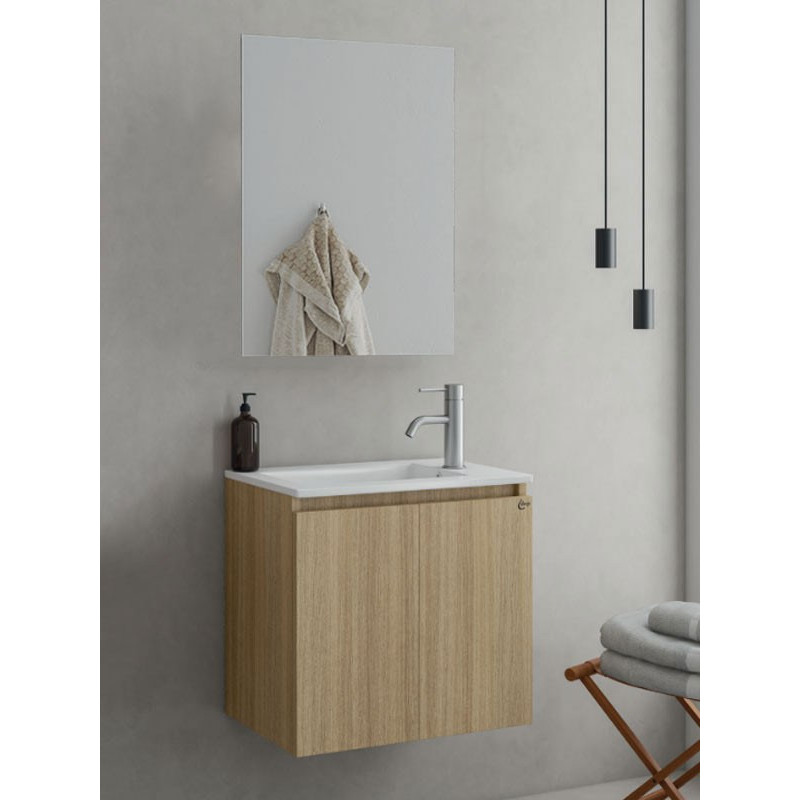 Drop Σετ Έπιπλο Mπάνιου με Νιπτήρα & Καθρέπτη Verona 55 Slavonia Oak ...