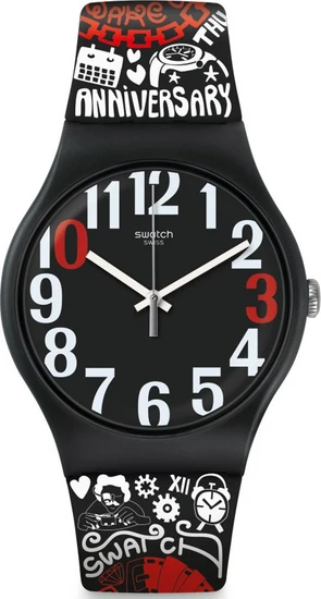 Swatch 30 And Ticking Ανδρικό Ρολόι με Μαύρο Καουτσούκ Λουράκι SUOZ322 ...