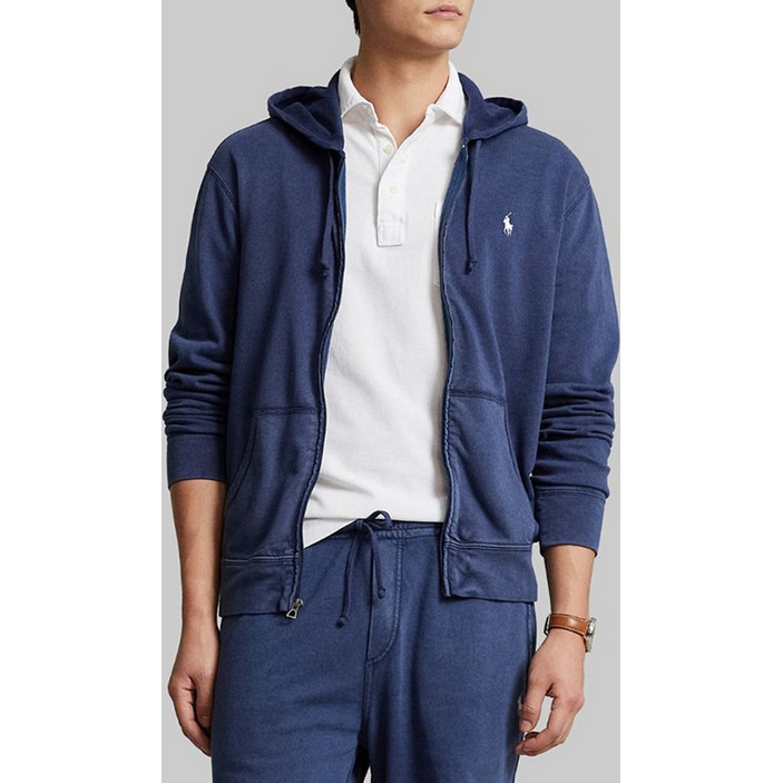 Polo Ralph Lauren Ανδρική Ζακέτα Φούτερ με Κουκούλα και Φερμουάρ Μπλε ...