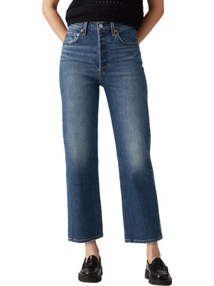 Levi's Ψηλόμεσο Γυναικείο Τζιν Παντελόνι Loose Εφαρμογή Navy Μπλε A8701 ...