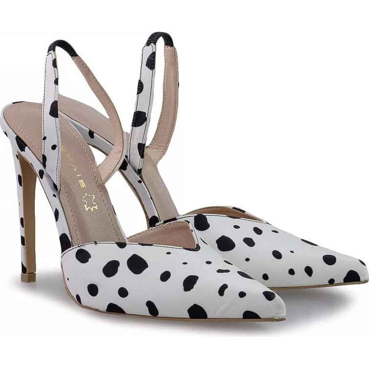 Envie Shoes Γόβες Slingback με Χοντρό Ψηλό Τακούνι Μαύρες Λευκές E02 ...