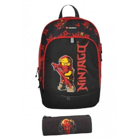Lego Base Ninjago Σχολική Τσάντα Πλάτης Δημοτικού Κόκκινη Μαύρη & Δώρο ...