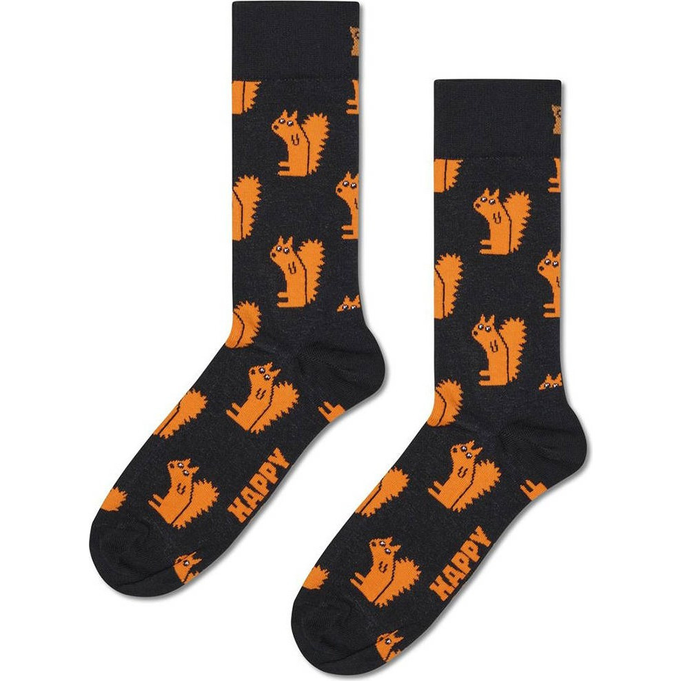 Happy Socks Squirrel Ανδρικές Κάλτσες Ψηλές με Σχέδια Μαύρες 1Pack ...
